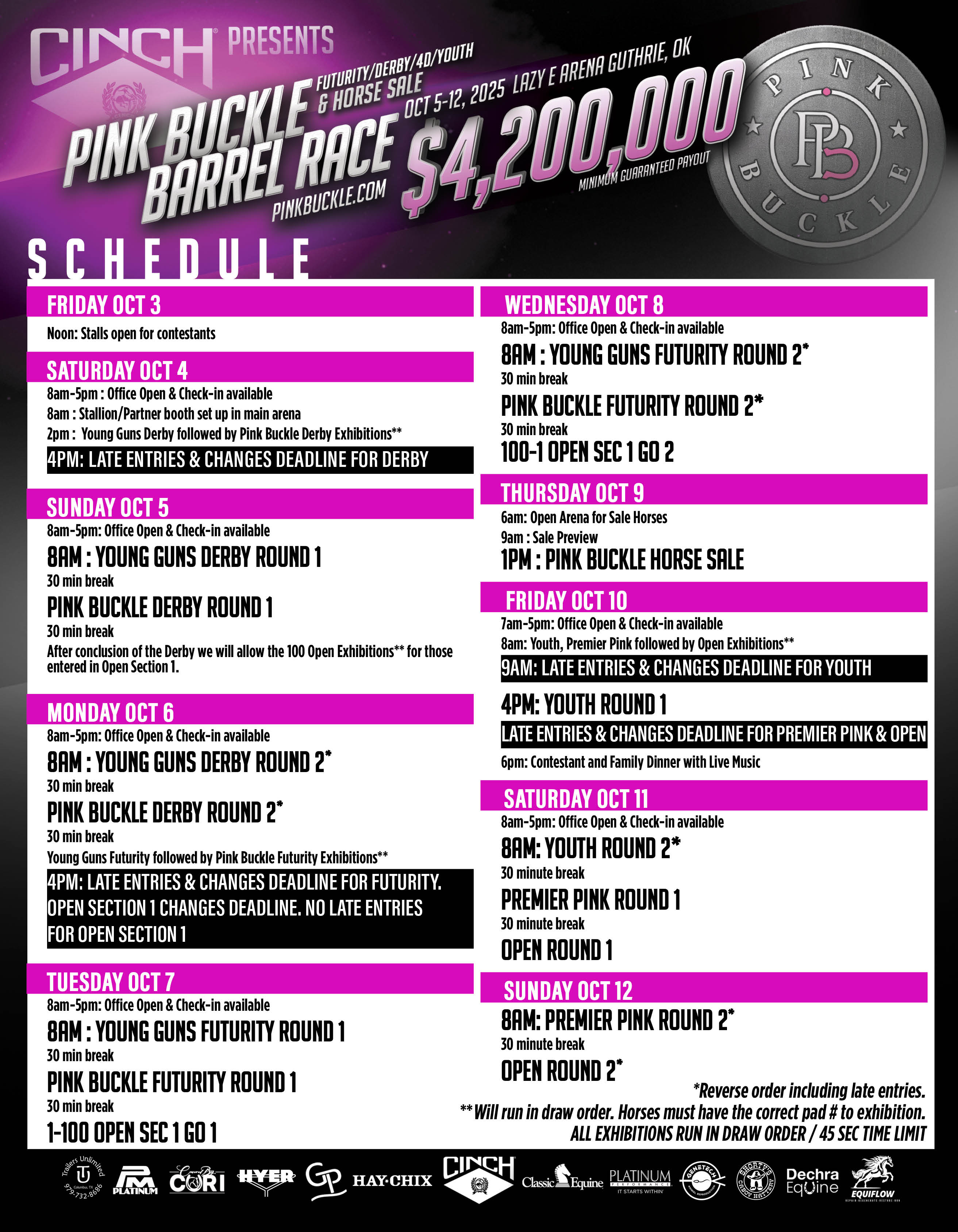 Race - Schedule - Pink Buckle